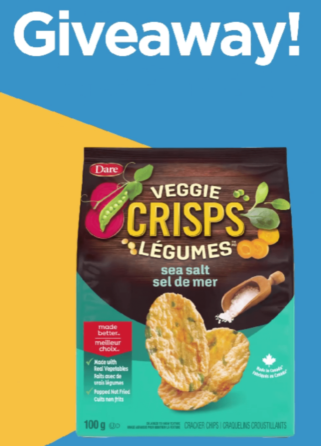 Dare Foods Giveaway: Win Dare Veggie Crisps prize pack | Contests in Canada